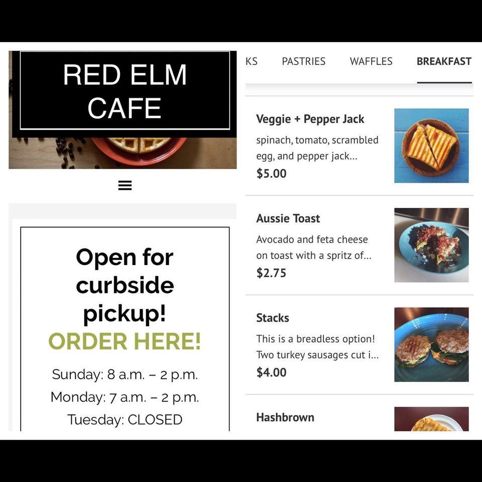 Menu at Red Elm Cafe, Tacoma