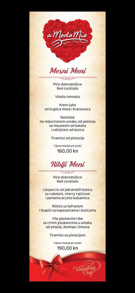 Menu at a Modo Mio Vabriga restaurant, Vabriga