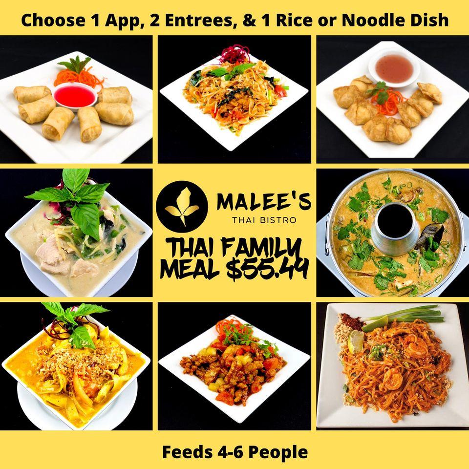 Menu at Malee's Thai Bistro pub & bar, Scottsdale, E Main St