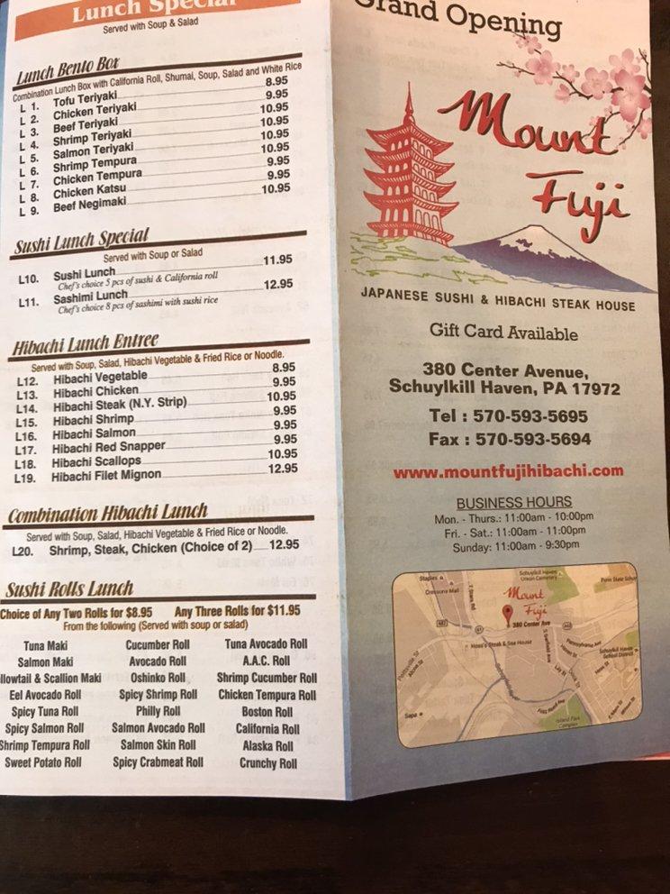 Menu at Mount Fuji - Japanese Sushi & Hibachi Steak House restaurant ...