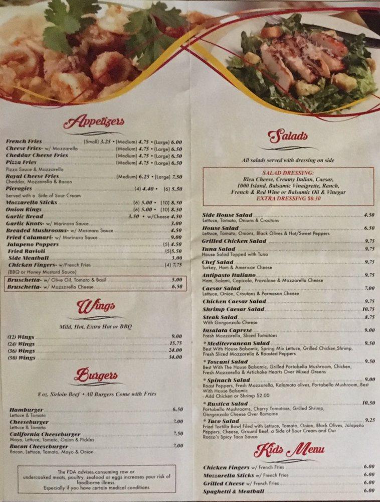 Menu at Rocco's Pizzeria & Italian, Hellertown
