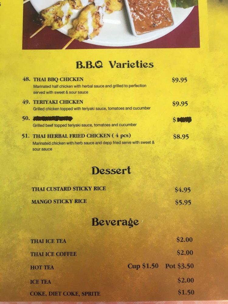 Menu at Thai 66 restaurant, Kingman