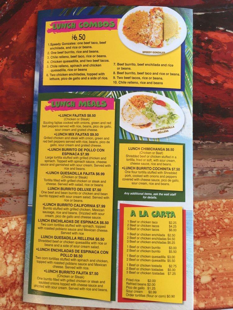 Menu at Costa Del Sol Mexican Restaurant & Cantina, Windsor