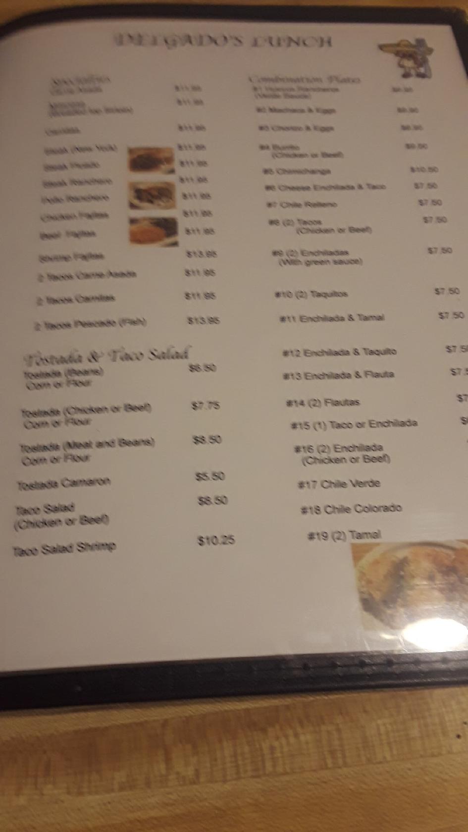 Menu at Delgado's Restaurant, San Jacinto