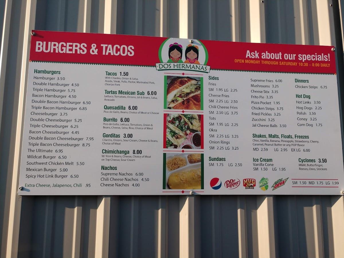 Menu at Dos Hermanas restaurant, Chouteau