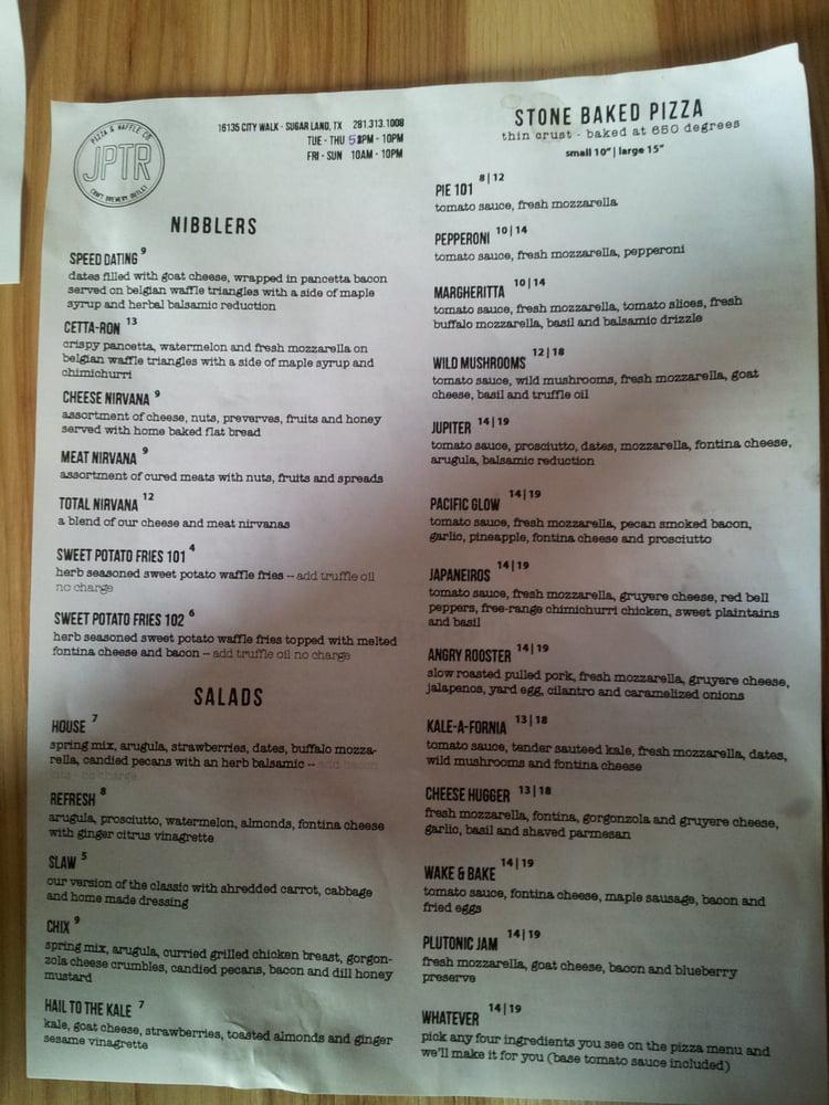Menu at Jupiter pizzeria, Sugar Land