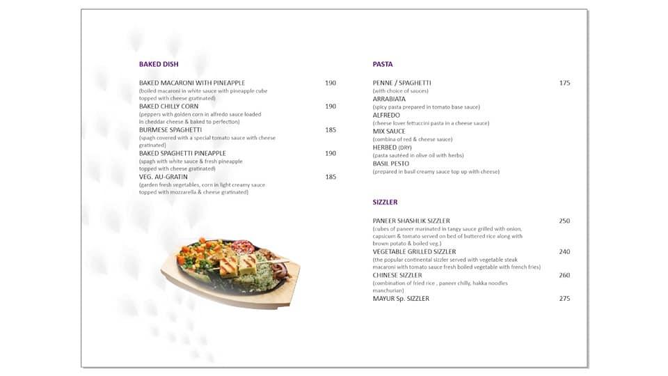 Menu at Mayur Restaurant, Mehsana, 1st floor Meera complex Opp. Sun ...