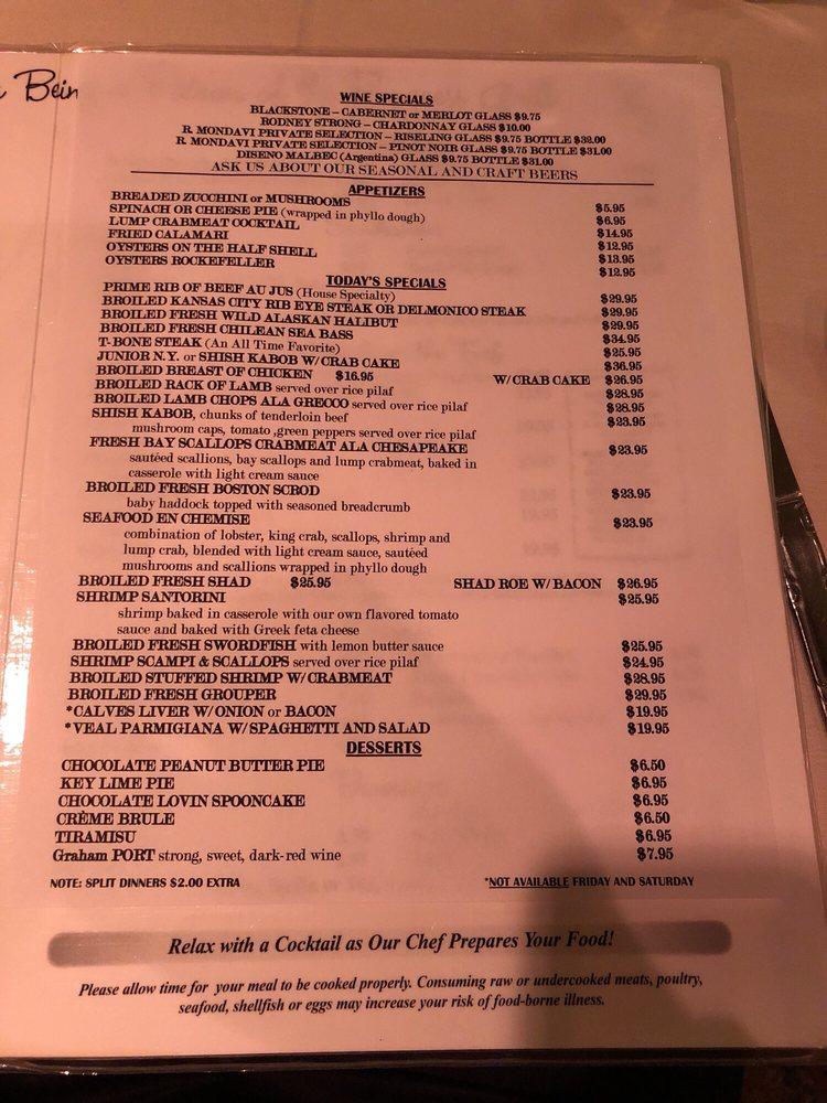 Menu at Progress Grill steakhouse, Harrisburg