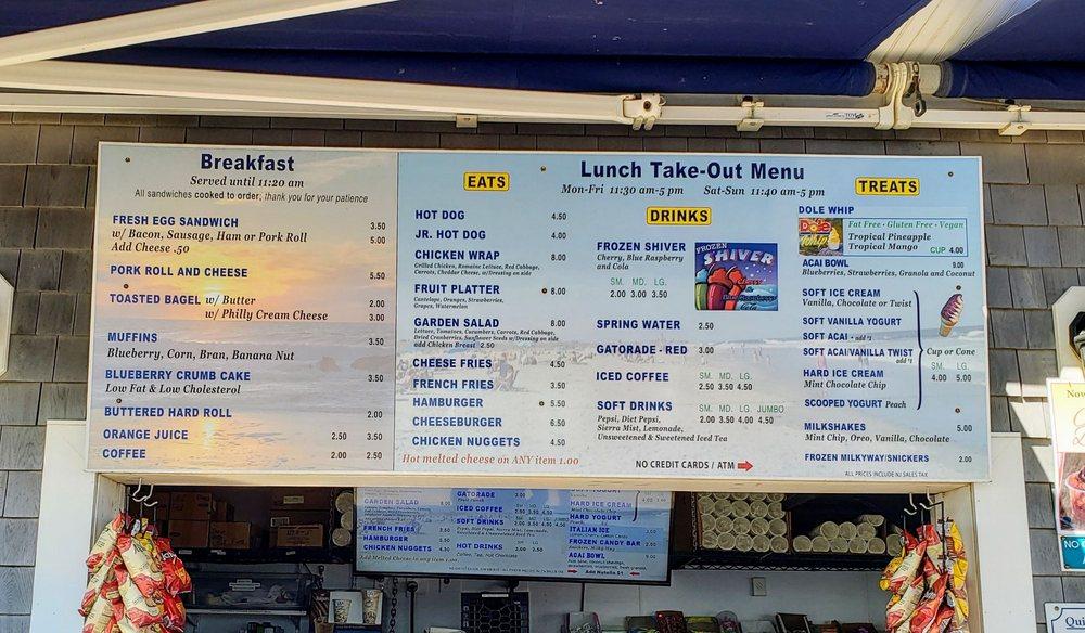 Menu at Avon Pavilion restaurant, Avon-by-the-Sea