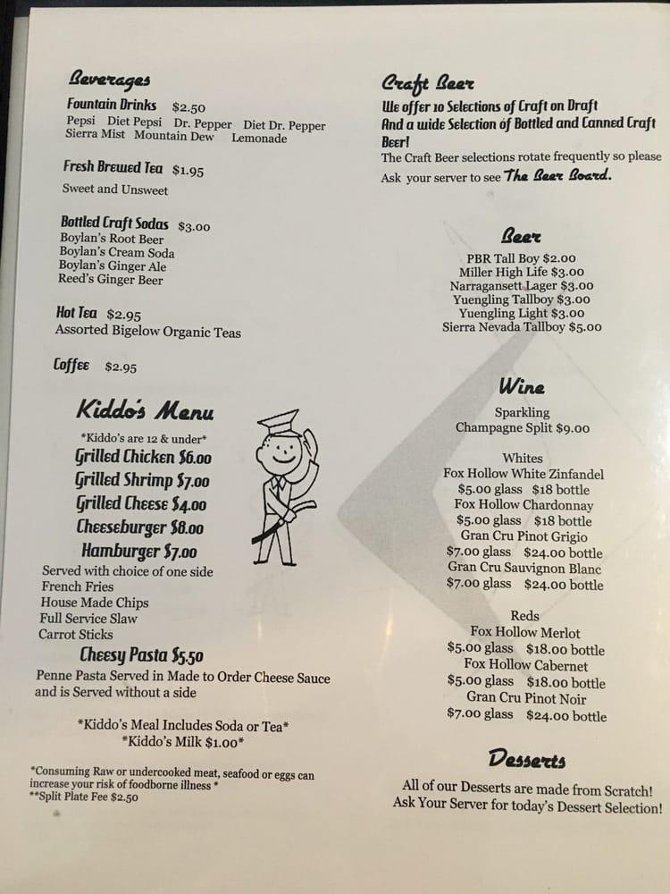 Menu at Gas Full Service Restaurant, St. Augustine