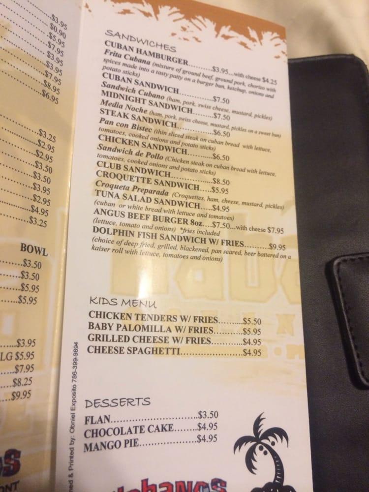 Menu at Habanos Oceanfront Dining pub & bar, Islamorada