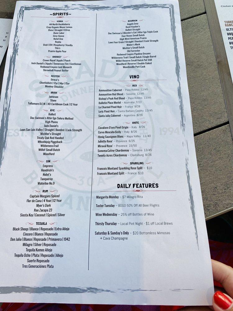Menu at Shades Bar & Grill, Panama City Beach