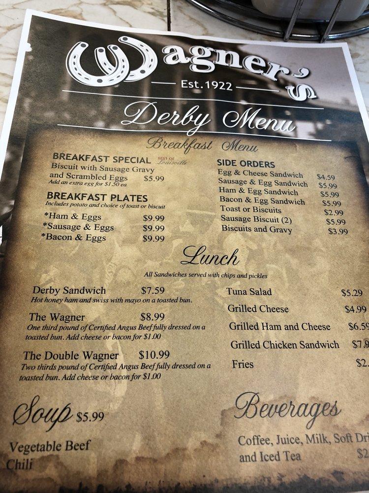 Menu at Wagner's Pharmacy restaurant, Louisville