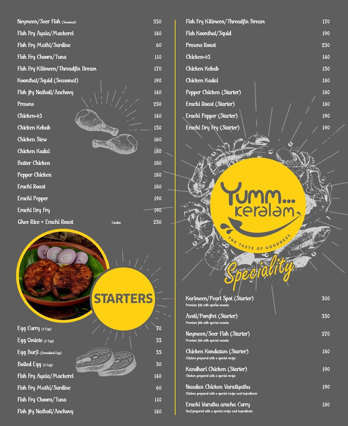 Menu at Yumm Keralam, Bengaluru