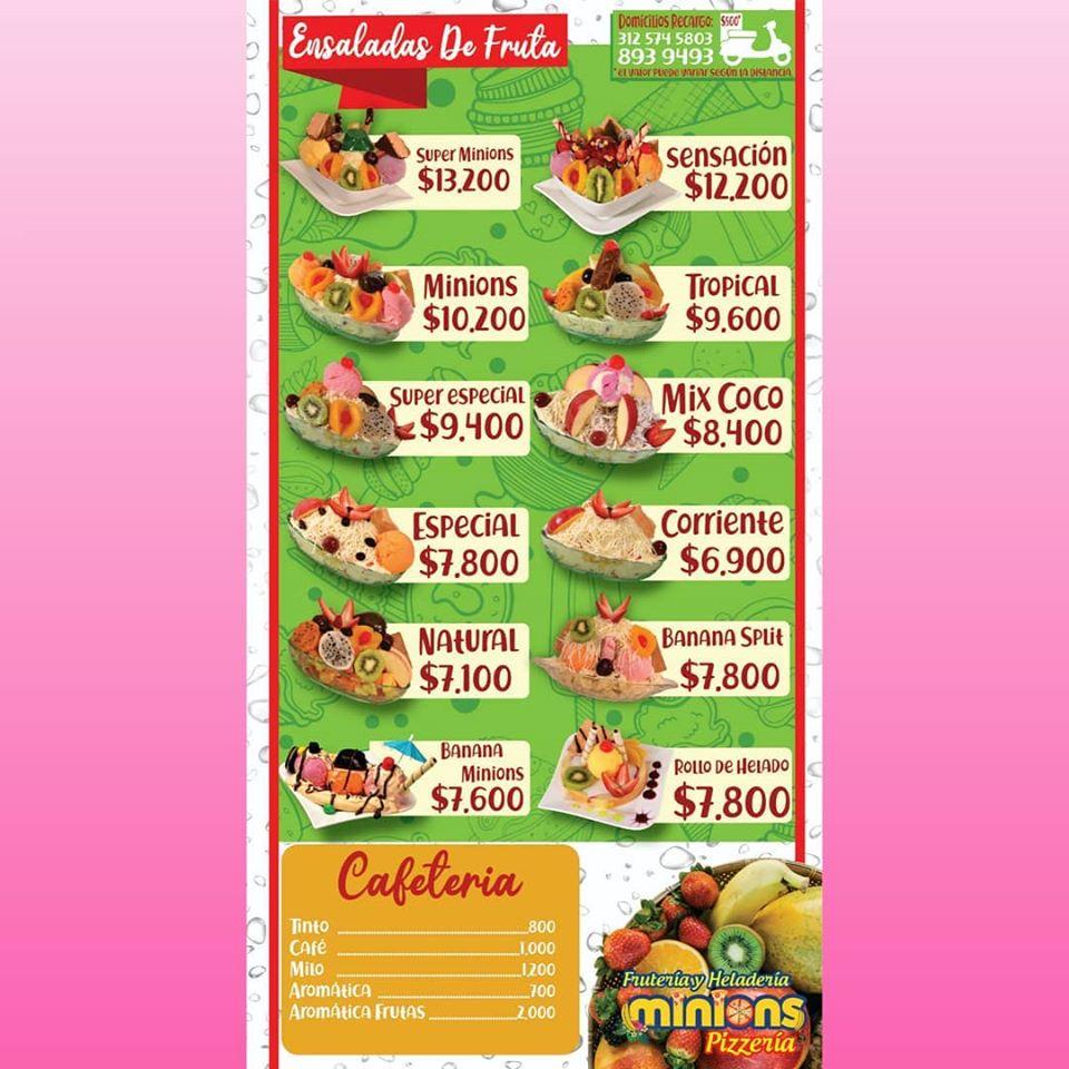 Menu at Frutería y Heladería Minions restaurant, Mosquera