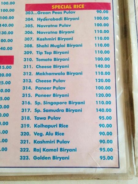 Menu at Hotel Samudra, Mumbai, 55C, Woodland Building, Khar West, Dr BR ...