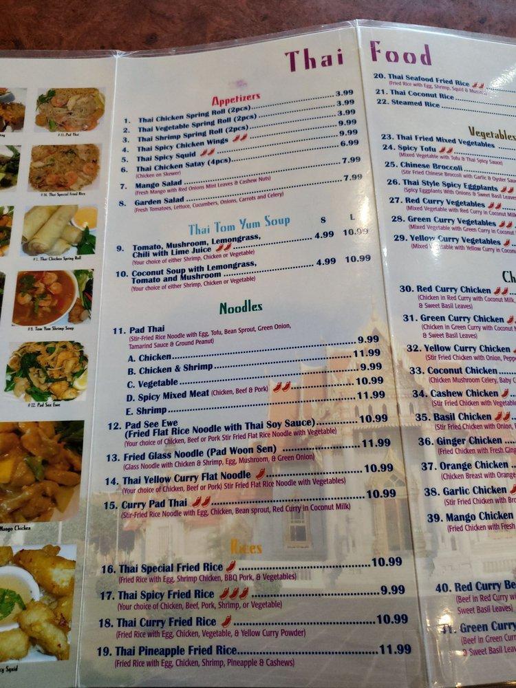 Menu at Jung Thai restaurant, Mississauga
