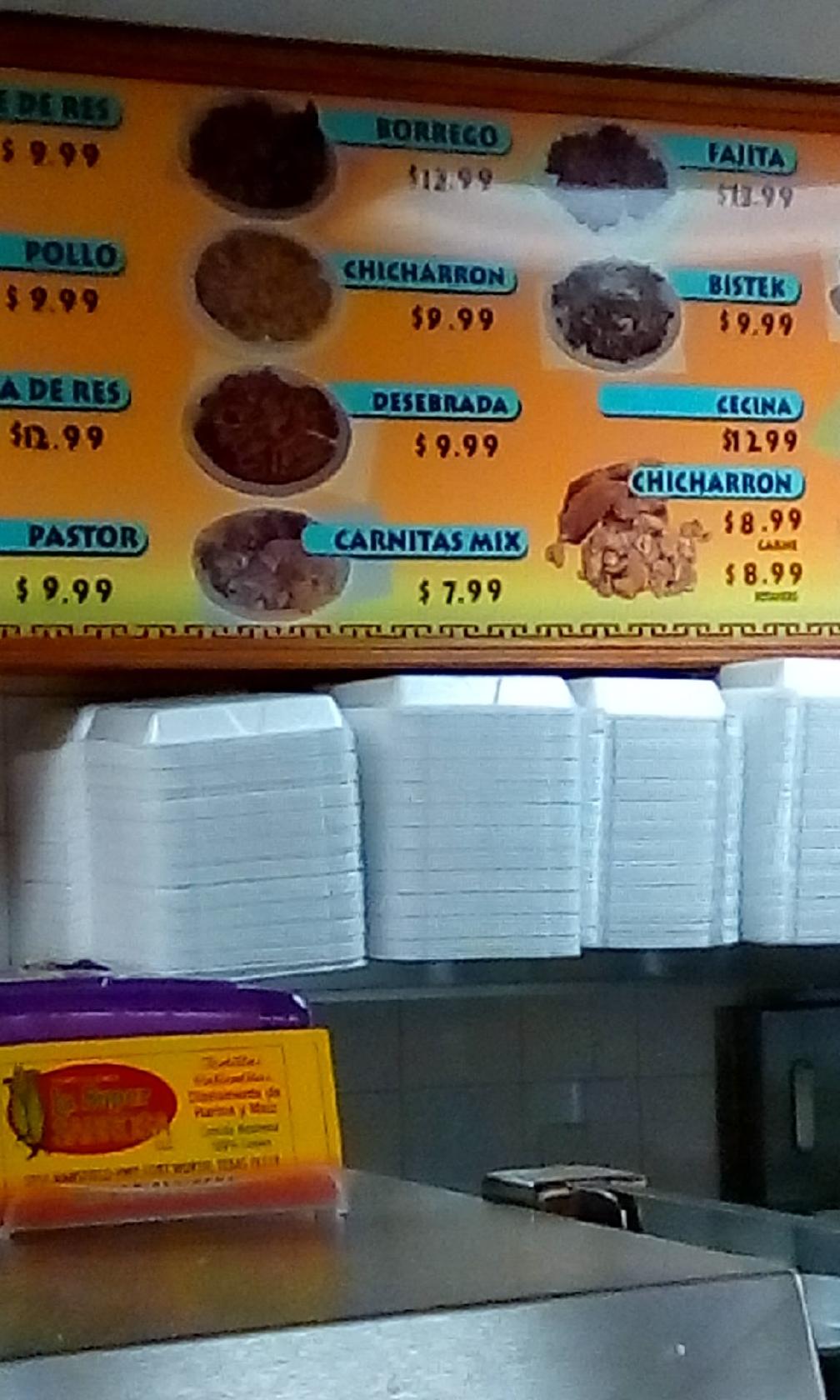 Menu at Tortilleria Super Sabrosa Mansfield restaurant, Forest Hill