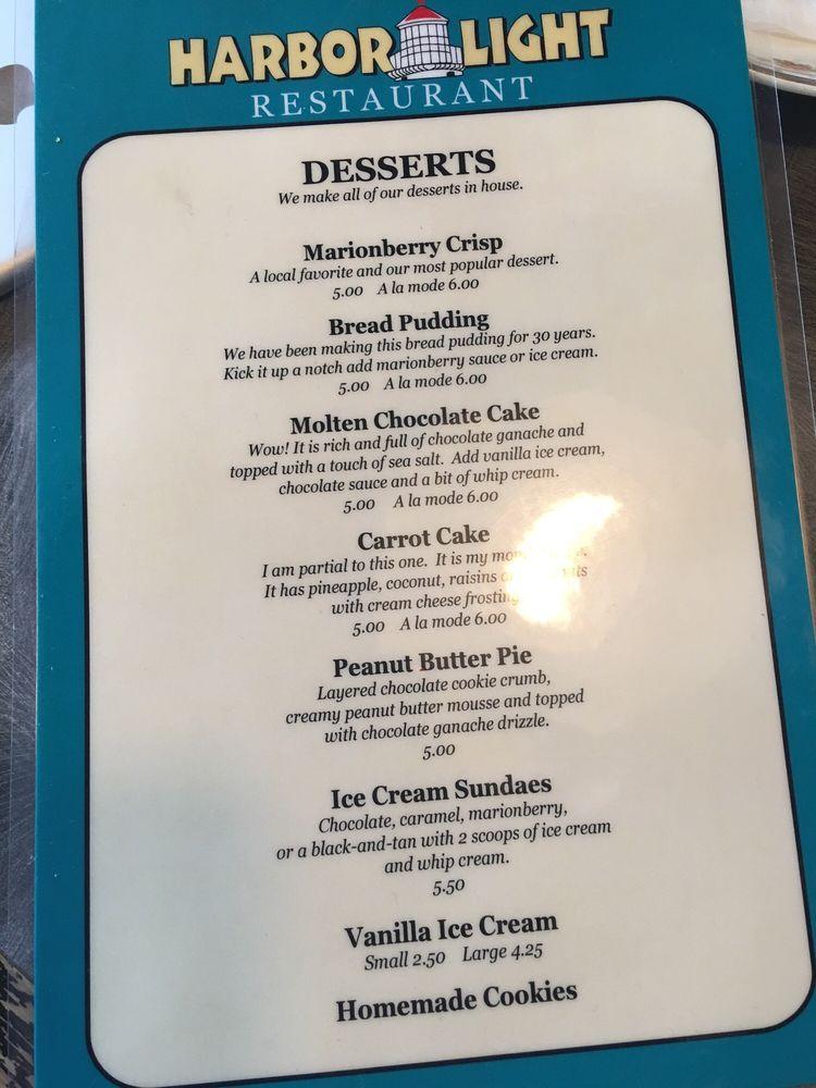 Menu at Harbor Light Restaurant, Reedsport