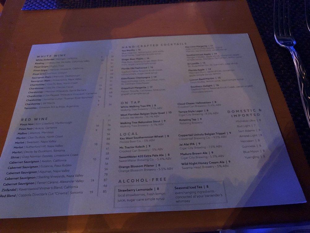 Menu at MOOR restaurant, Kissimmee