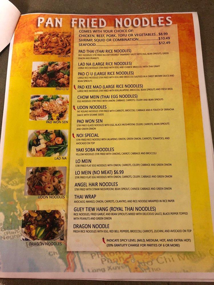 Menu at Thai City restaurant, Levelland