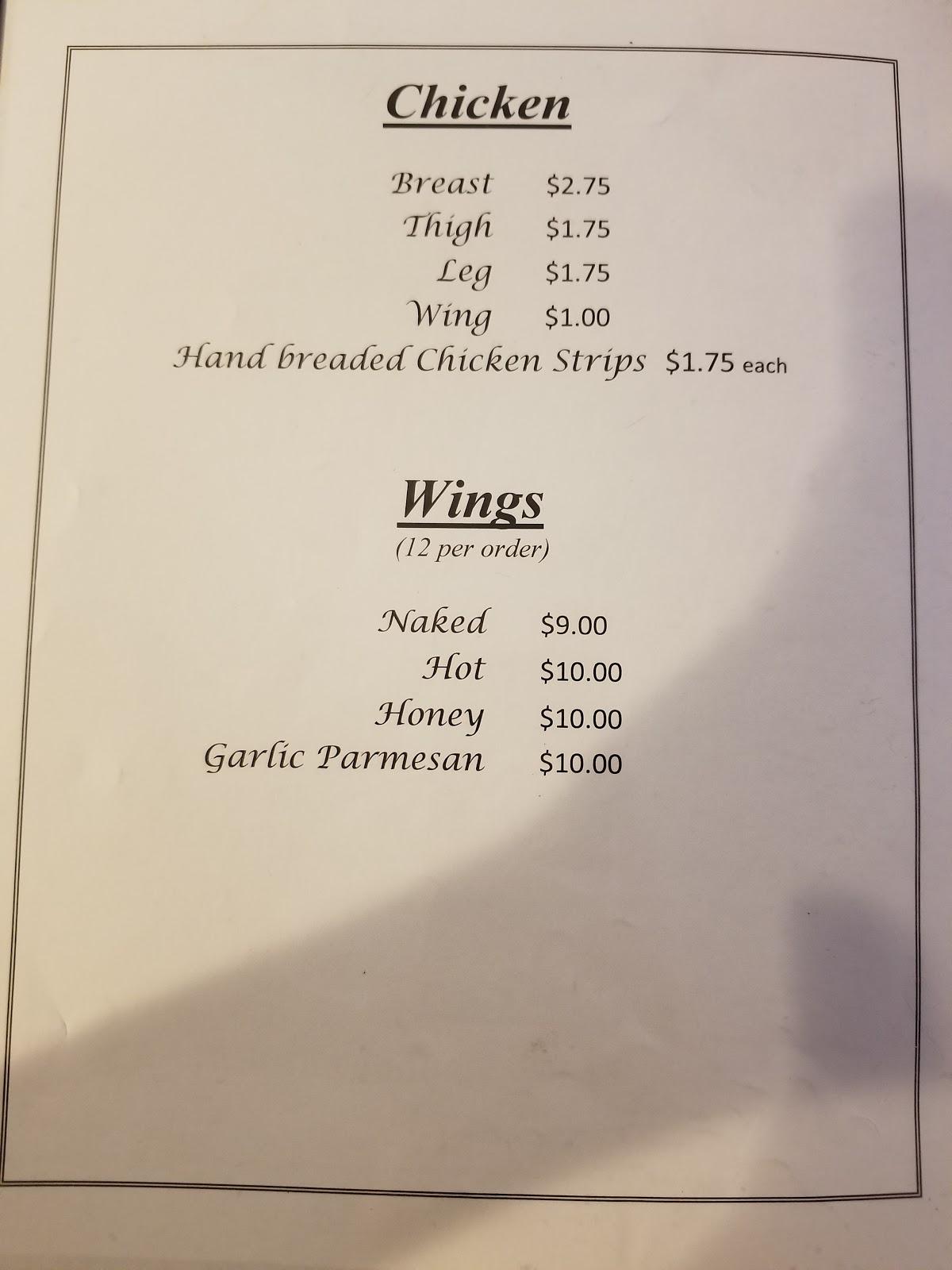 Menu at The 10th Inning pub & bar, Gilbertville