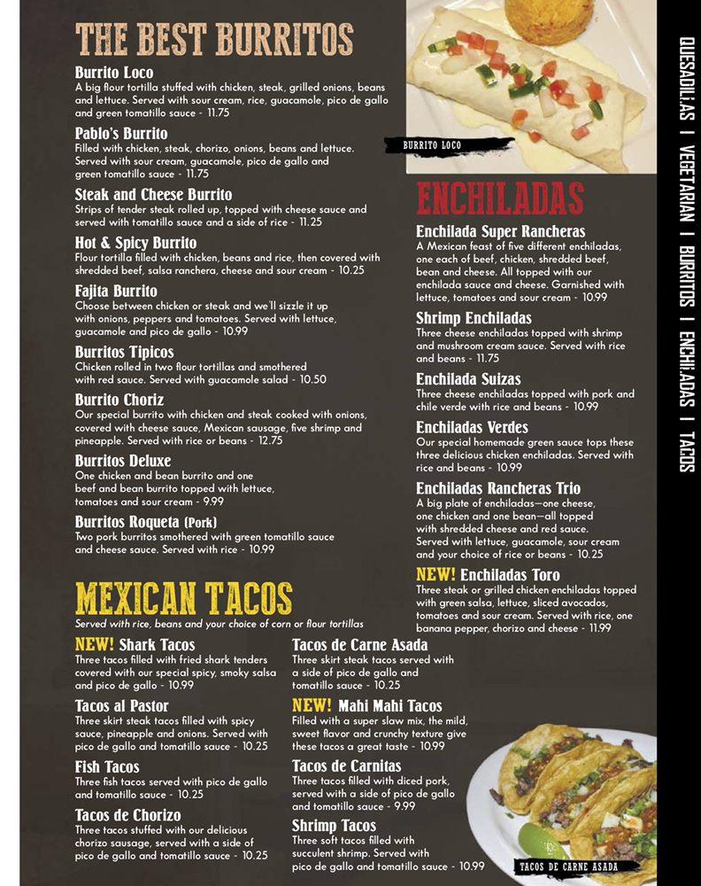 Menu at The Toros restaurant, Westfield, North Gray Rd