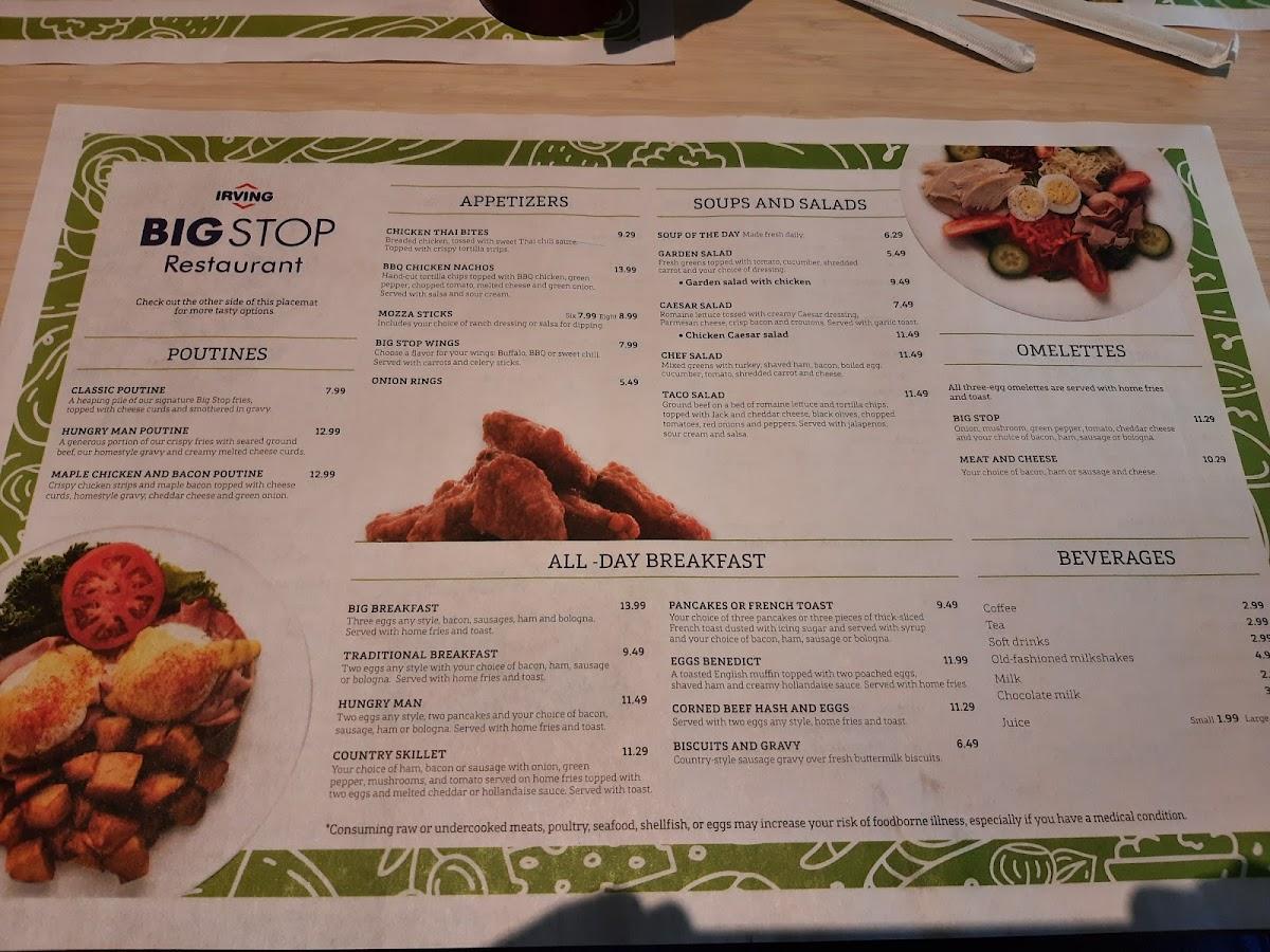 Menu at Woodland Big Stop Restaurant, Baileyville