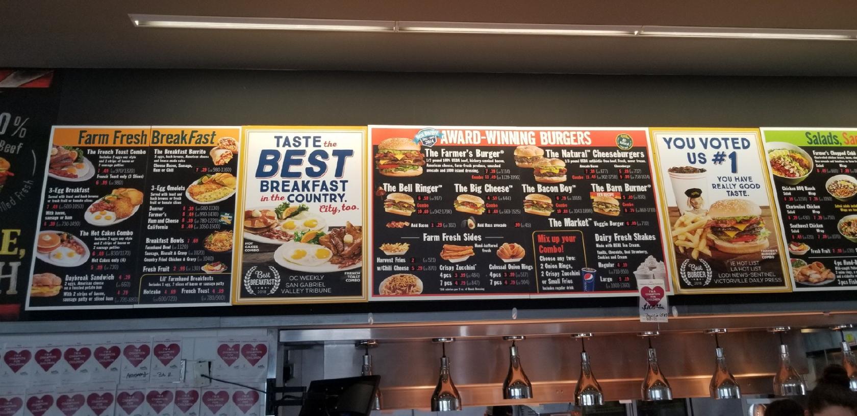 Menu at Farmer Boys fast food, Commerce, Telegraph Rd