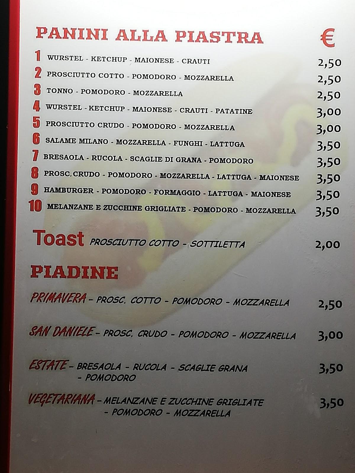 Menu at kiosco la rotonda pub & bar, Milazzo