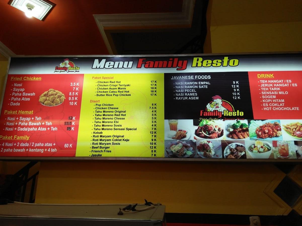 Menu at Family Resto restaurant, Indonesia, Ruko Perum Karya Bakti A - 4a