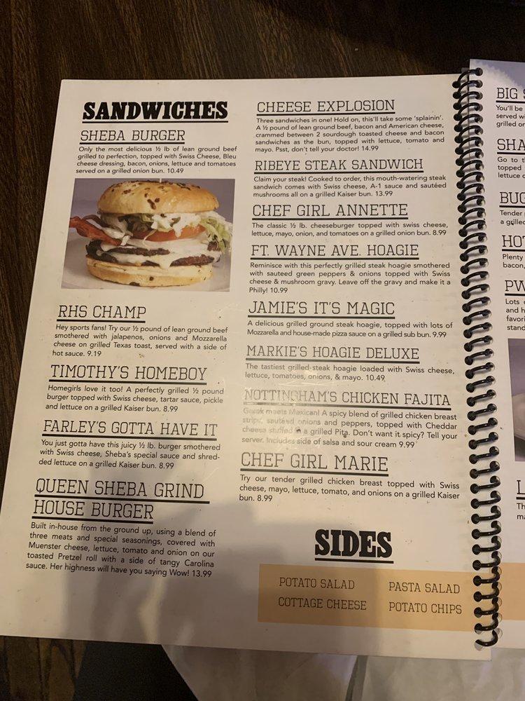 Menu at Little Sheba's restaurant, Richmond