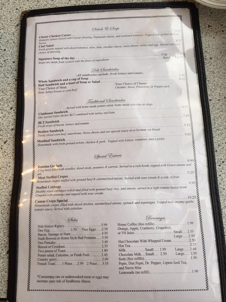 Menu at Natalia's Cafe, Camas