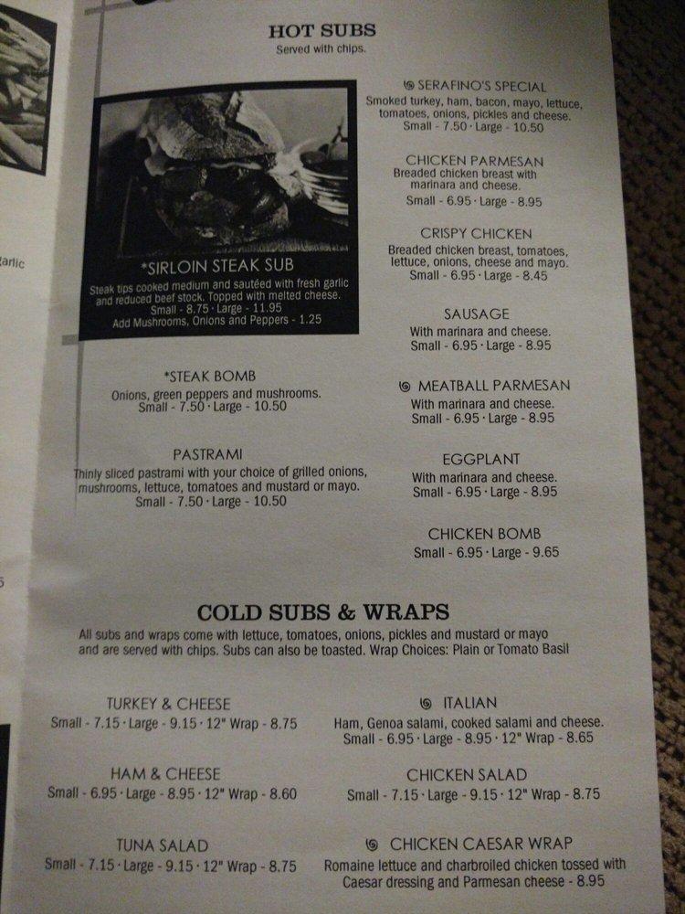 Menu at Serafinos restaurant, Myrtle Beach, 587 Burcale Rd