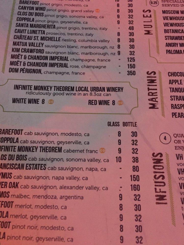 Menu at ViewHouse pub & bar, Centennial, S Clinton St