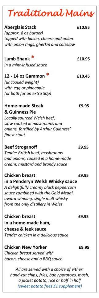 Menu at Aberglais Inn pub & bar, Merthyr Tydfil