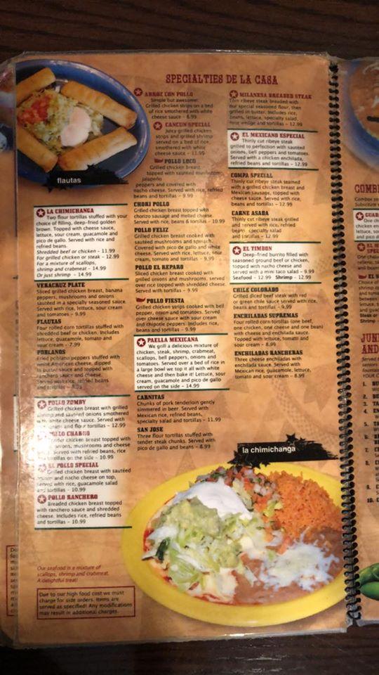 Menu at El Reparo Mexican Restaurant, Greensburg