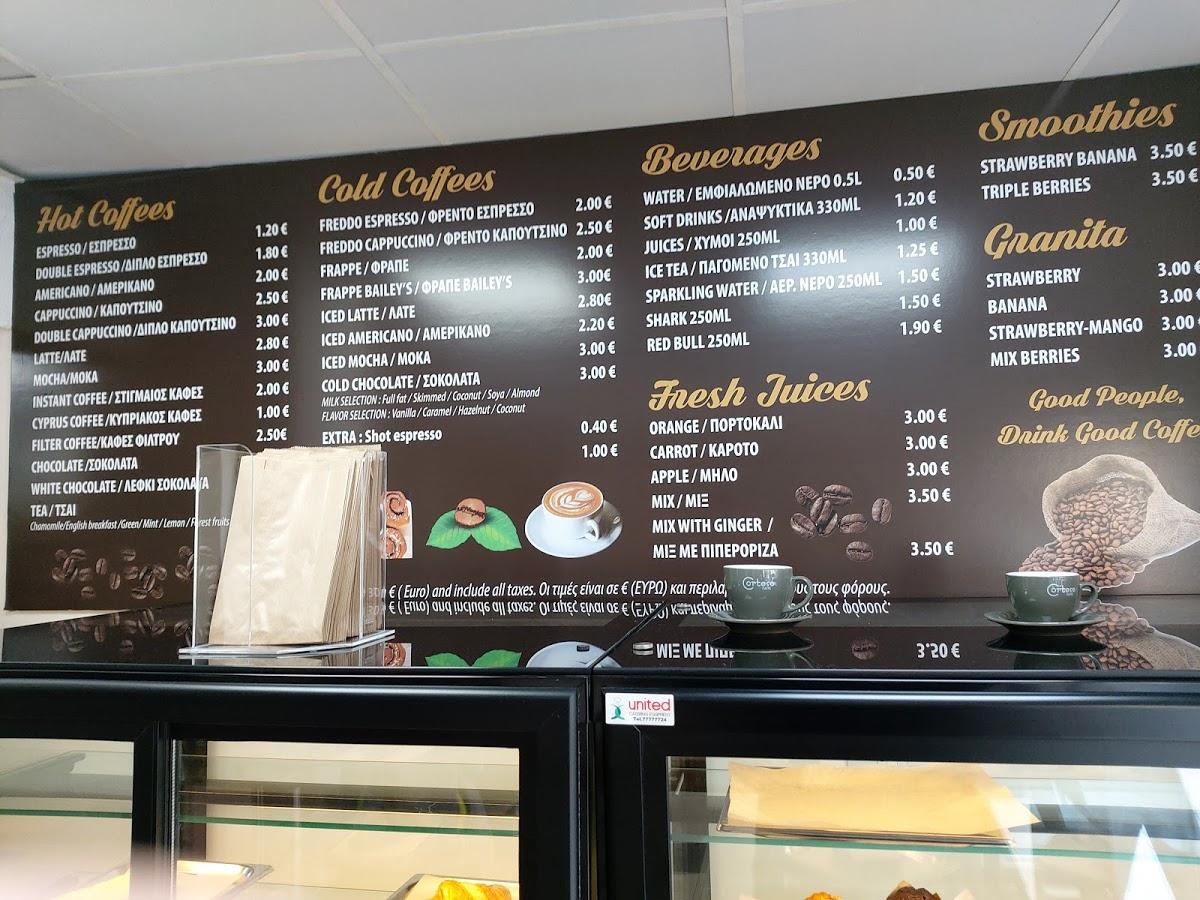 Speisekarte von Johnny's coffee, Limassol