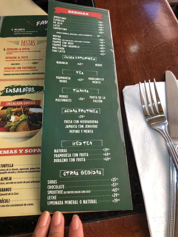Menu at La Spezia Restaurante La Mesa, Tijuana, Av. Guadalajara