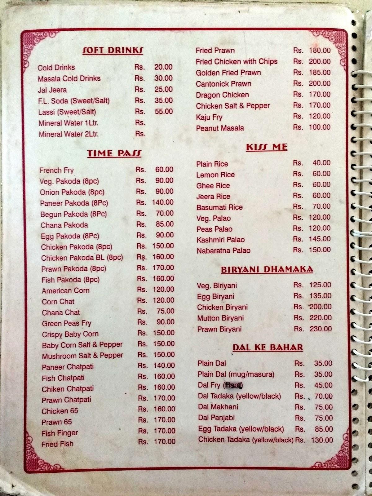 Menu at Quality Restaurant Puri (Hotel Park), Puri