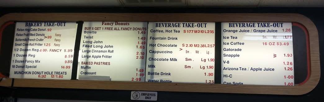 Menu at Queen Donuts and Broaster Chicken cafe, Tucson