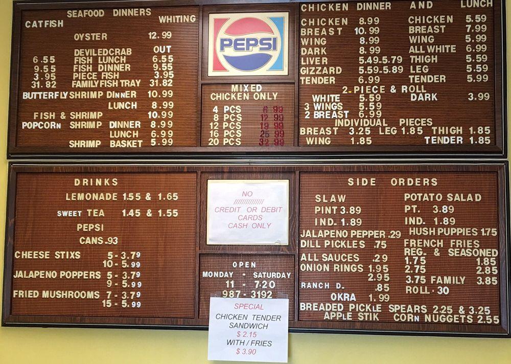 Menu at Skipper John's restaurant, Perry