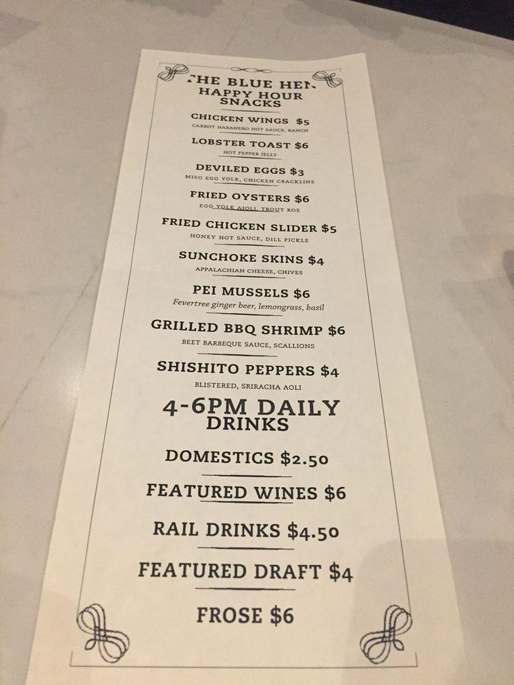 Menu at The Blue Hen pub & bar, Rehoboth Beach