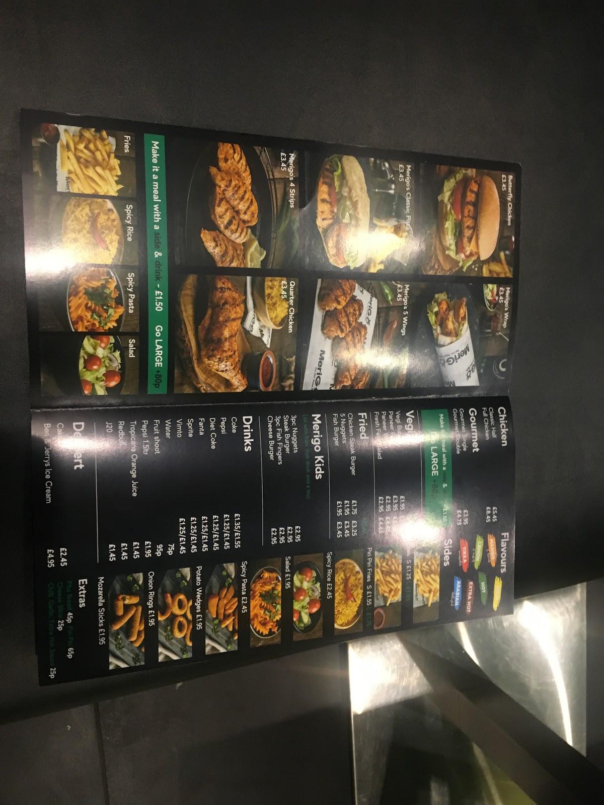 Menu at MeriGo Piri Piri Small Heath restaurant, Birmingham