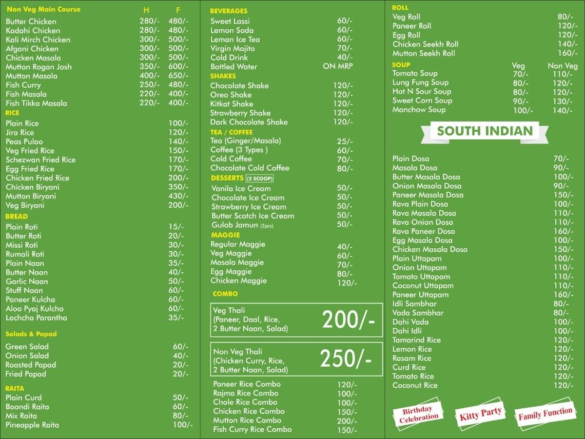 Menu at ponakal Cafe & Restro, Dehradun