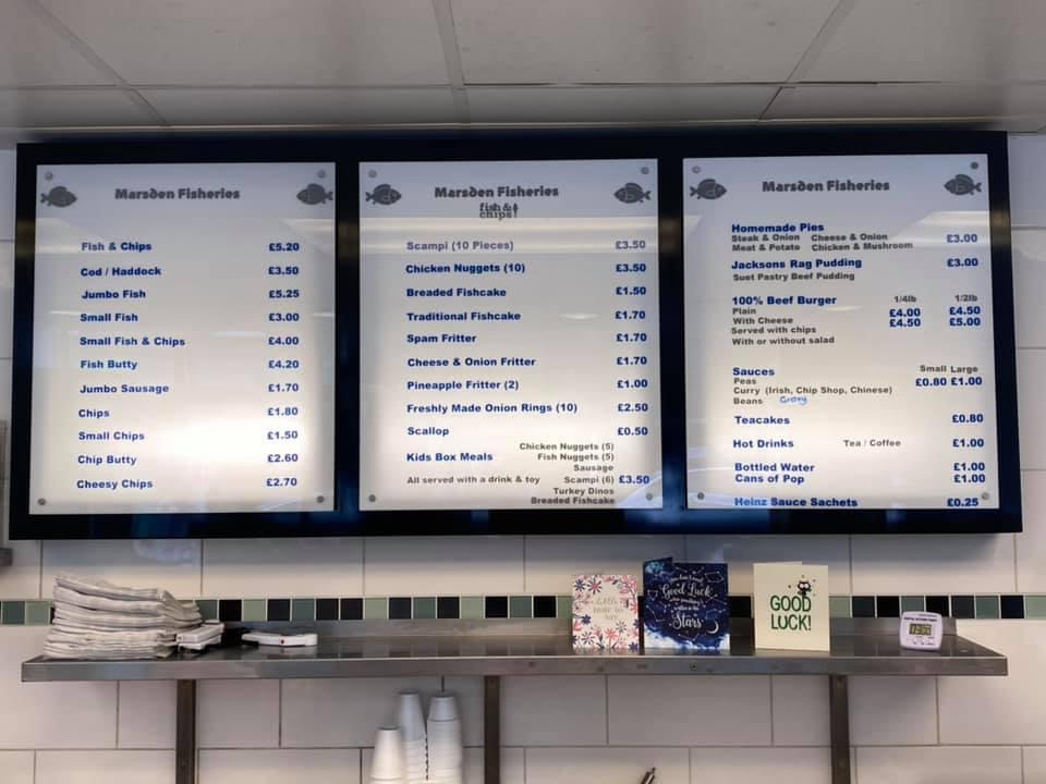 Menu at Marsden Bakery, Marsden