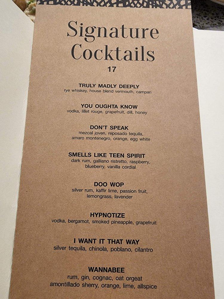 Menu at Mazeh restaurant, Miami