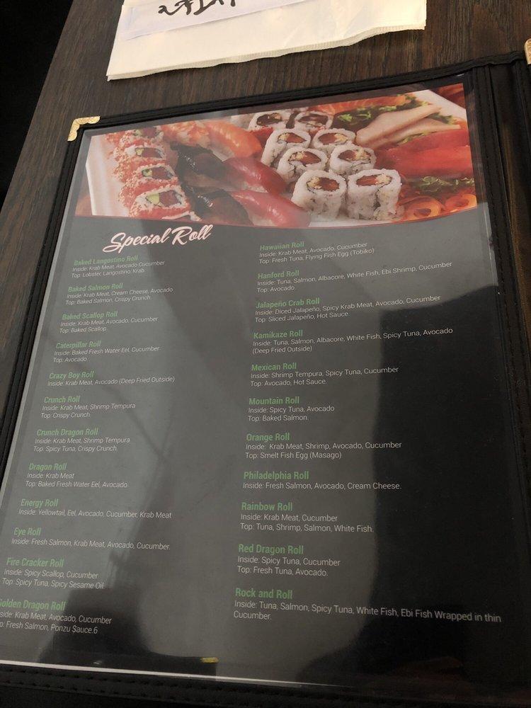 Menu at Samurai Sushi Bar, Hanford