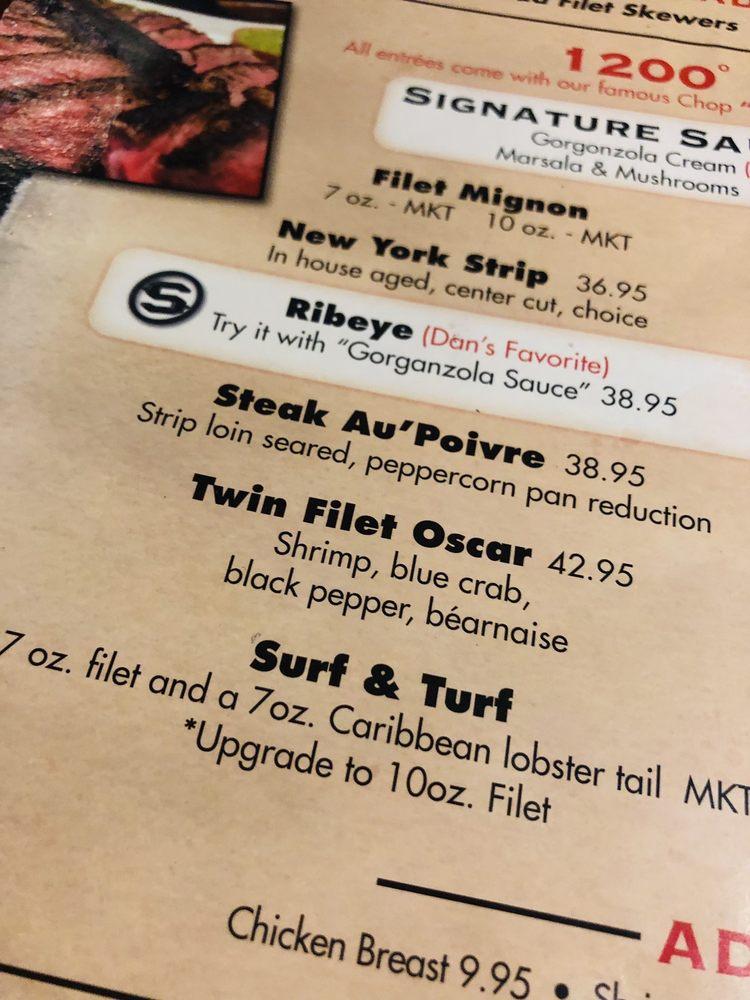 Menu at 1200 Chophouse steakhouse, Saint Pete Beach