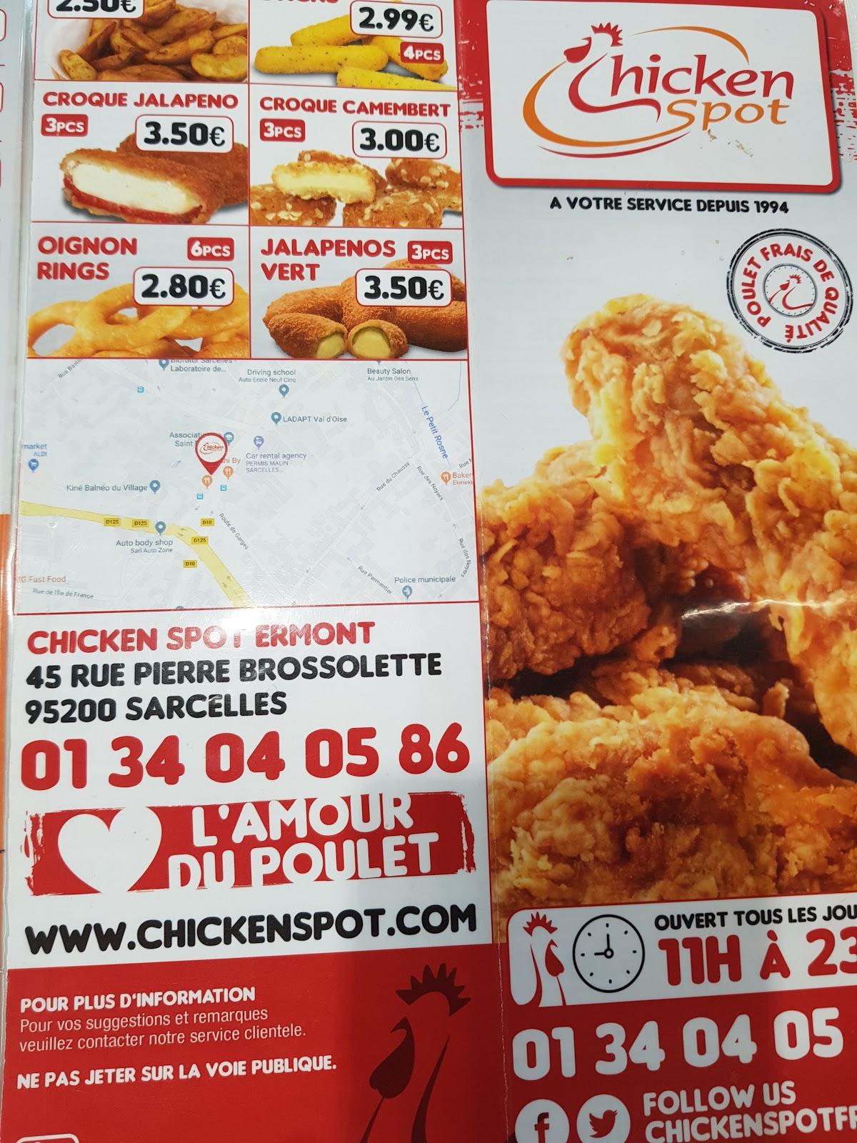 Menu at Chicken Spot restaurant, Sarcelles, 45 Rue Pierre Brossolette